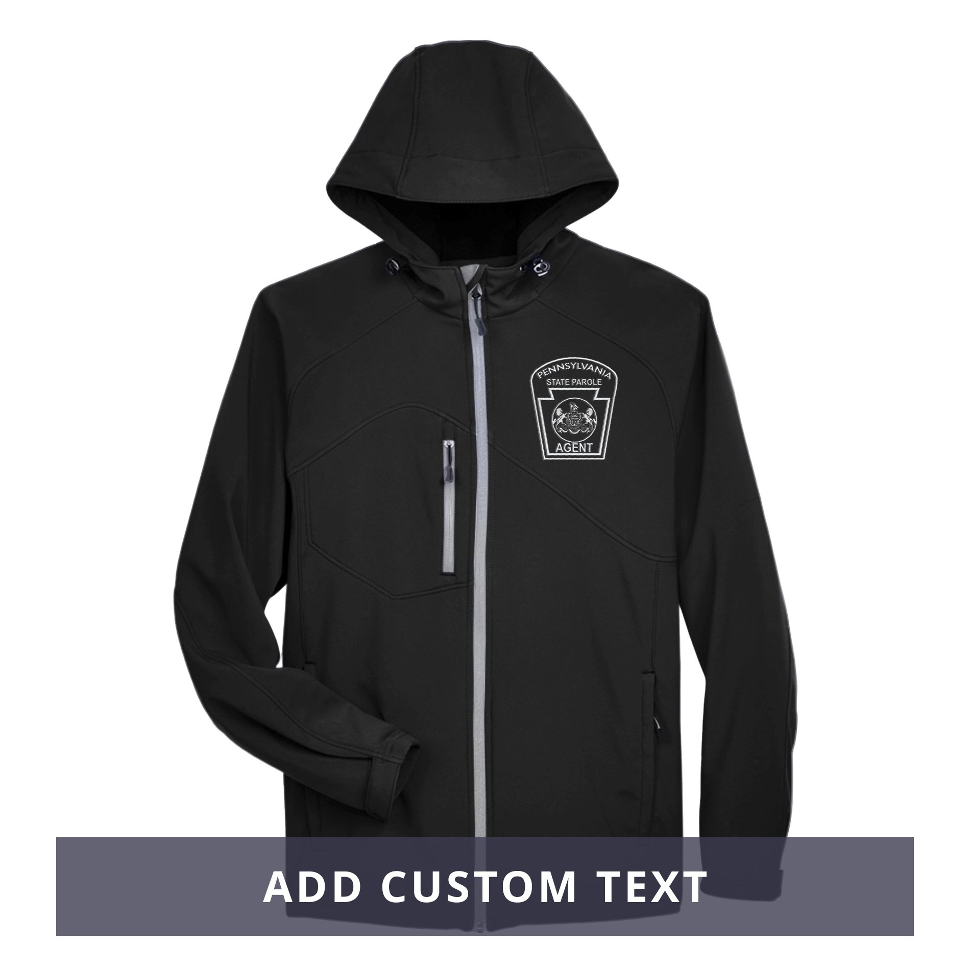 Men’s Hooded Premium Soft-Shell Jacket with Embroidered State Parole A ...